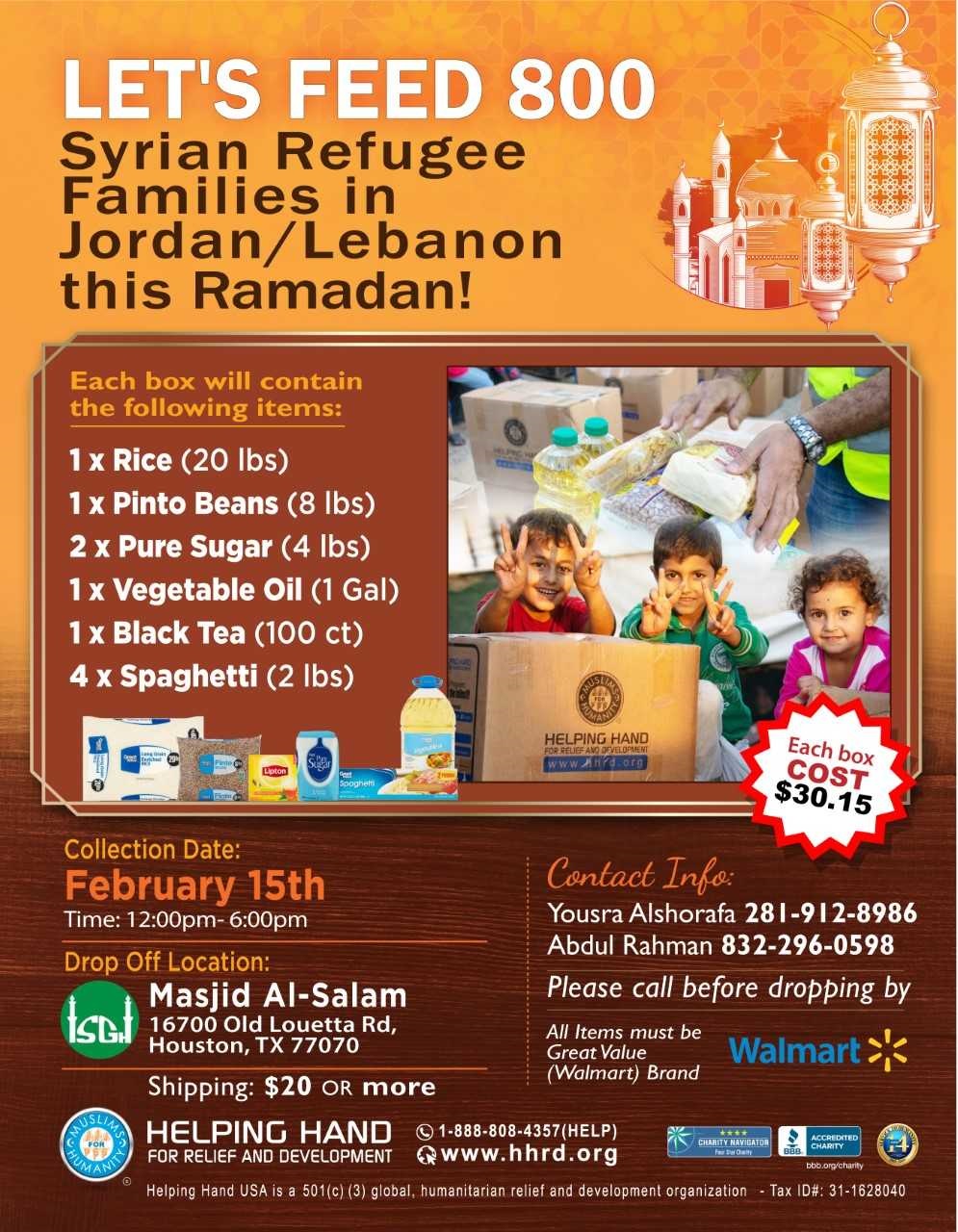 Food Drive for Refugee Families – Masjid AlSalam